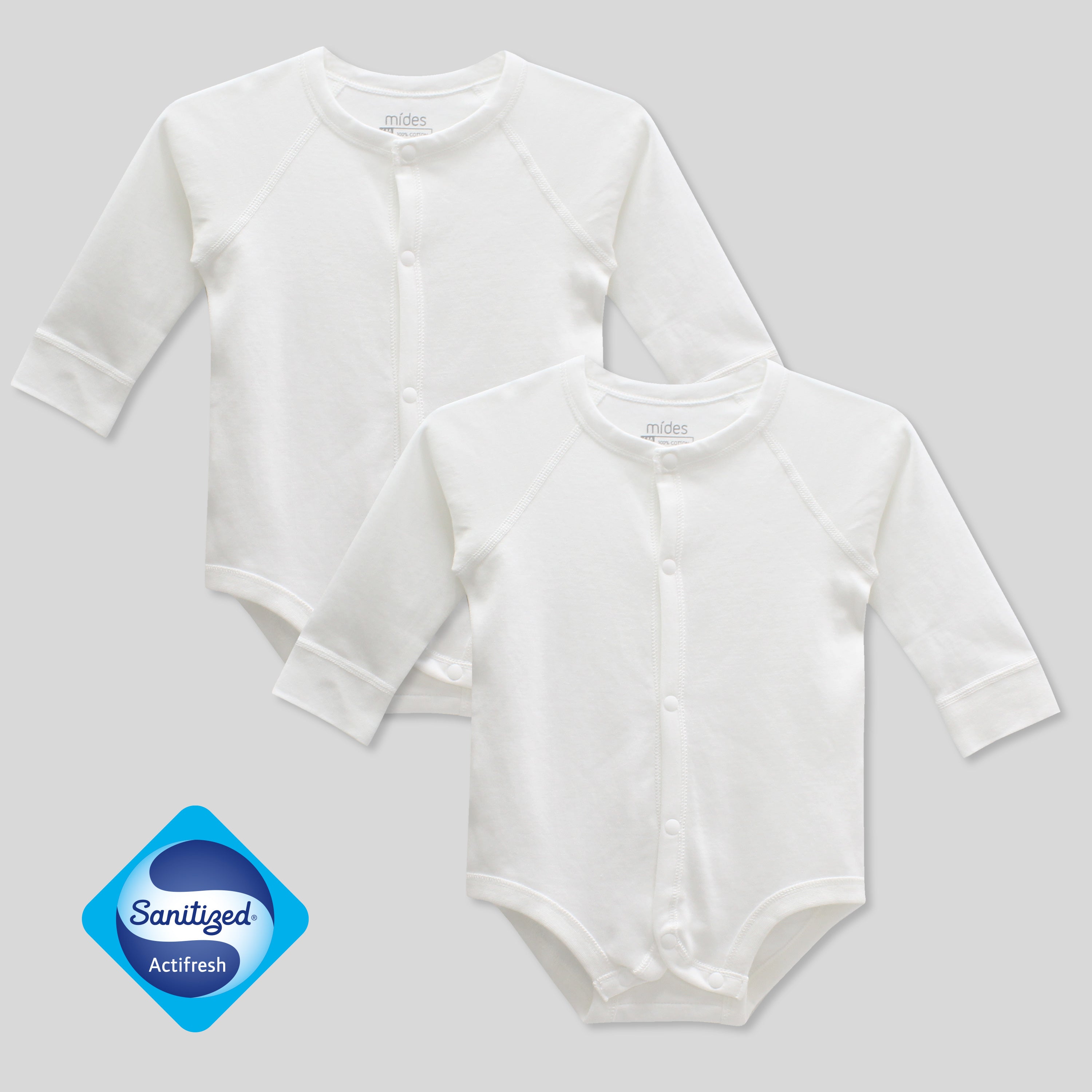 嬰兒全棉開胸長袖蛤衣 (雙面)2件裝(抗菌) – MiDes Hong Kong